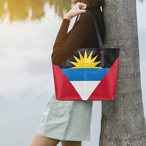 Women's Soft Leather Tote Shoulder Bag Big Capacity Handbag Antigua And Barbuda Flag