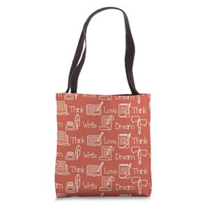 writer write biographer novelists author writing gifts tote bag