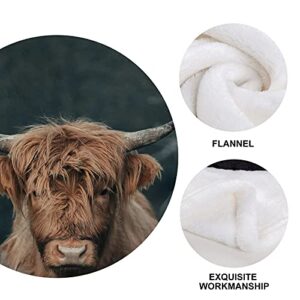 ASYOURWISH Ultra Soft Flannel Brown Cow Throw Blanket Highland Cattle Landscape Rustic Farmhouse All Season Warm Lightweight Cozy Plush Bed Blankets for Living Room/Bedroom 80"x60"