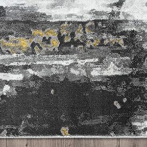 Abani Abstract Distressed Rug 6' x 9' - Contemporary Modern Gold & Grey Rugs Marbled Area Rug Living Room Rug