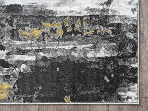 Abani Abstract Distressed Rug 6' x 9' - Contemporary Modern Gold & Grey Rugs Marbled Area Rug Living Room Rug