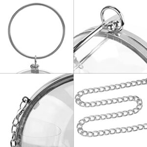 Round Ball Clear Purse, Small Acrylic Box Evening Clutch Bag, Women Transparent Stadium Approved Crossbody Shoulder Handbag Fits Party, School Prom & Concerts