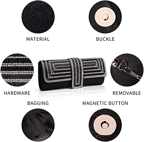 ELDA Clutch Purses for Women Evening Bags Sparkling Formal Party Rhinestone Purse Wedding Cocktail Prom Clutches