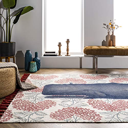 nuLOOM Thomas Paul Printed Flatweave Cotton Fabled Whale Runner Rug, 2' 6" x 6', Multi