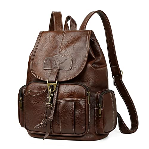 Vojad Backpack Purse for Women Fashion Leather Designer Travel Large Ladies Vintage Style Shoulder Bags with Drawstring (Deep brown)