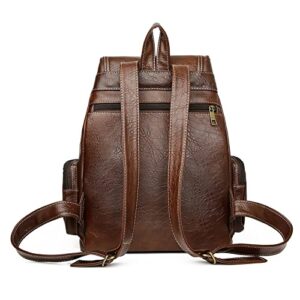 Vojad Backpack Purse for Women Fashion Leather Designer Travel Large Ladies Vintage Style Shoulder Bags with Drawstring (Deep brown)