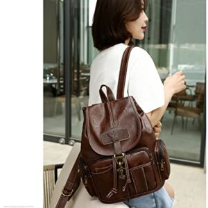 Vojad Backpack Purse for Women Fashion Leather Designer Travel Large Ladies Vintage Style Shoulder Bags with Drawstring (Deep brown)