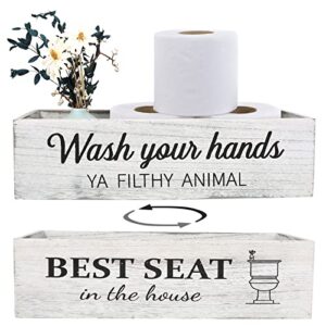 cuffup bathroom decor box, toilet paper basket 2 sides signs farmhouse bathroom basket toilet basket tank topper rustic farmhouse home decor for livingroom kitchen (one box)