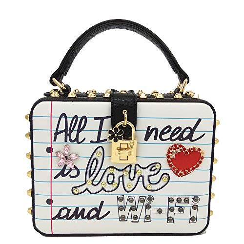 All I Need Is LOVE and WIFI Women's Fashion Faux Leather PU Shoulder Bag Crossbody Handbags (White)