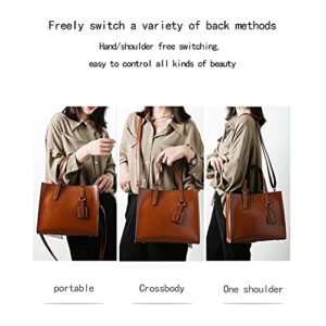 Women Satchel Handbags Purse - Fashion PU Leather Tote for Ladies Vintage Shoulder Bag Top Handle Bags Large Ladies Utility, Black