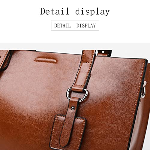 Women Satchel Handbags Purse - Fashion PU Leather Tote for Ladies Vintage Shoulder Bag Top Handle Bags Large Ladies Utility, Black