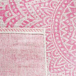 SAFAVIEH Courtyard Collection 5'3" x 7'6" Light Grey/Fuchsia CYH8734 Boho Mandala Indoor/ Outdoor Waterproof Easy--Cleaning Patio Backyard Mudroom Area--Rug