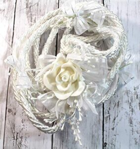 beautiful white intertwine silver embellishment accent rope migajon lazo wedding lasso traditional lazos de boda tradicional bridal gift box