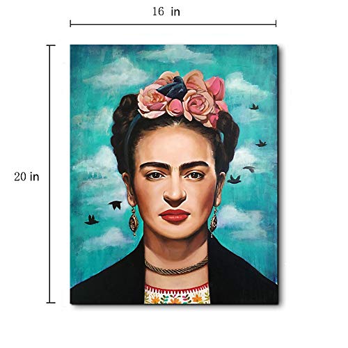 Frida Kahlo Canvas Wall Art-Inner Framed Oil Paintings Printed on Canvas Modern Artwork for Home Decorations and Easy to Hang for Living Room Bedroom-Fridas Front Portrait,Frida Kahlo Wall Art