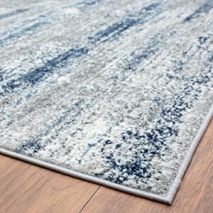 LUXE WEAVERS Modern Distressed Striped Area Rug Blue 8x10, Stain Resistant Carpet