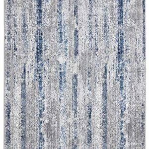 LUXE WEAVERS Modern Distressed Striped Area Rug Blue 8x10, Stain Resistant Carpet