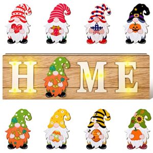 st. patrick’s day gnome home sign interchangeable home sign with 8 seasonal magnet rustic st. patrick’s day wooden sign table top shelf decor 8 led lights for holiday farmhouse door welcome diy decor