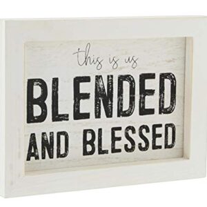 'This is Us Blended and Blessed' White Wood Sign for Blended Families Step Family Decor Mother's Day Gift for Mom Stepmom Present