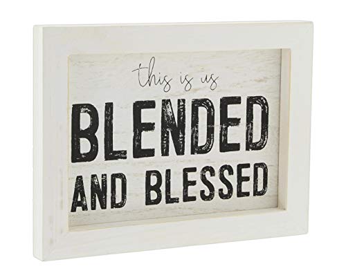 'This is Us Blended and Blessed' White Wood Sign for Blended Families Step Family Decor Mother's Day Gift for Mom Stepmom Present