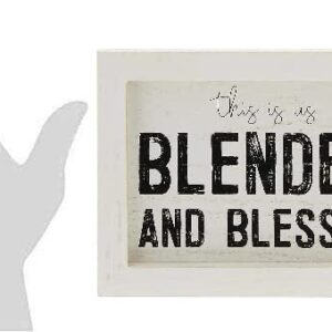 'This is Us Blended and Blessed' White Wood Sign for Blended Families Step Family Decor Mother's Day Gift for Mom Stepmom Present