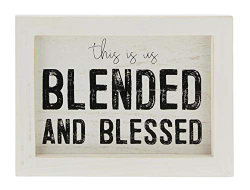 'This is Us Blended and Blessed' White Wood Sign for Blended Families Step Family Decor Mother's Day Gift for Mom Stepmom Present