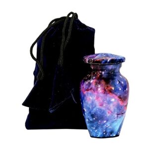 hlc urns keepsake urn – galaxy universe keepsake qnty 1 – keepsake urn for human ashes with 1 velvet box bag-mini keepsake urn – affordable keepsake urn (3 cu.in)