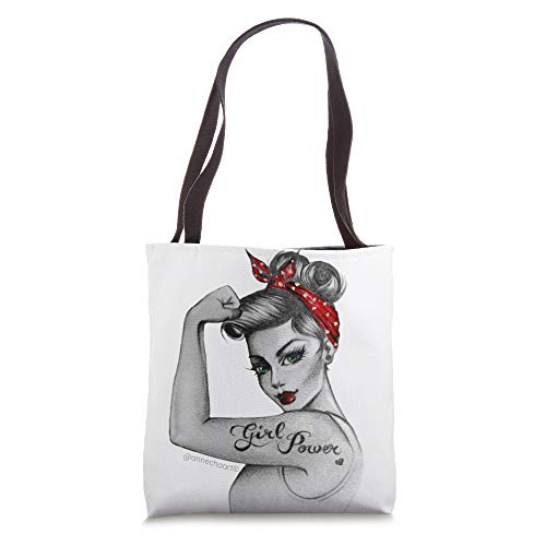 Official Girl Power pinup art Modern Rosie The Riveter Tote Bag