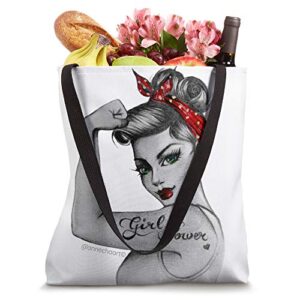 Official Girl Power pinup art Modern Rosie The Riveter Tote Bag