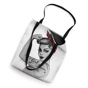 Official Girl Power pinup art Modern Rosie The Riveter Tote Bag