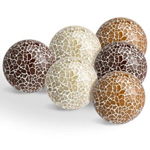 6 pieces mosaic sphere balls decorative mosaic glass balls decorative orbs table sphere for living room decor centerpiece balls for bowls vases dining table decor, diameter 2.4 inch (classic colors)