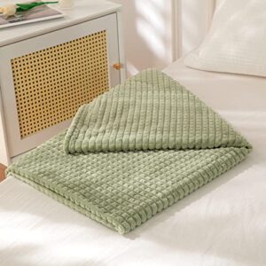 Simple&Opulence Luxury Flannel Fleece Super Soft Home Furnishing Throw Blanket with Stereoscopic Grid Design (Sage Green, 50"x70")