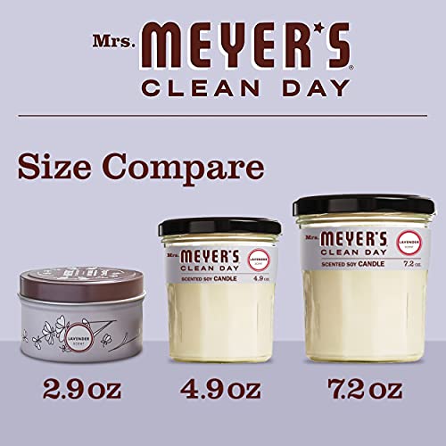 Mrs. Meyer's Clean Day's Tin and Glass Candle Bundle - Lavender Scented Soy Aromatherapy Candle (2 Count), Basil Scented Tin Candle (3 Candles Total)