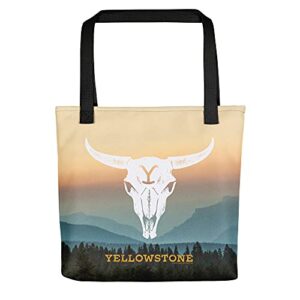 yellowstone cow skull premium tote bag