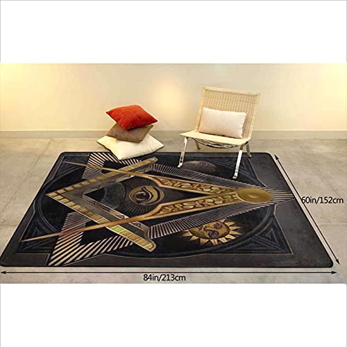 Masonic Freemasonry Meditation for Freedom Cozy Throw Rug Carpet Soft Non-Slip Floor Mat for Bedroom Living Room Office Home Decor 84 X 60 in