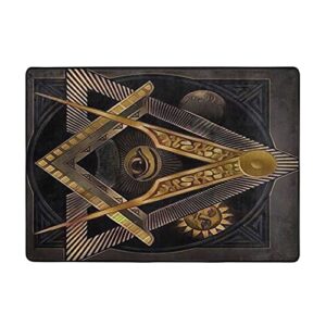 Masonic Freemasonry Meditation for Freedom Cozy Throw Rug Carpet Soft Non-Slip Floor Mat for Bedroom Living Room Office Home Decor 84 X 60 in