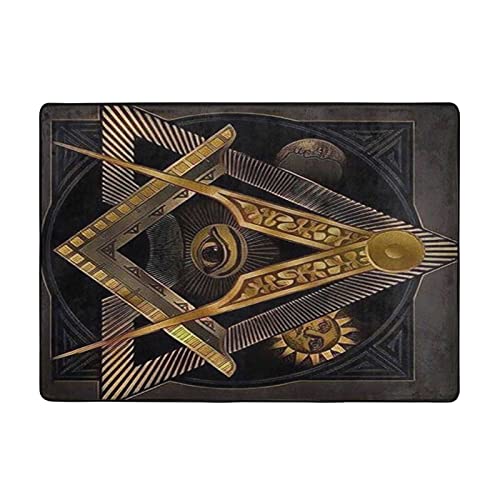 Masonic Freemasonry Meditation for Freedom Cozy Throw Rug Carpet Soft Non-Slip Floor Mat for Bedroom Living Room Office Home Decor 84 X 60 in