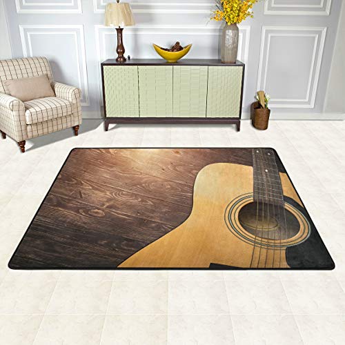 MOYYO Modern Area Rugs Acoustic Guitar Rug 6 x 4 Feet Indoor Soft Area Rug Anti-Skid Rectangle Carpet Floor Mat for Dining Room Bedroom Living Room Home Decor