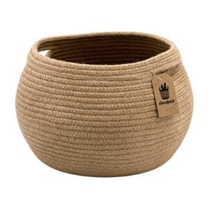 goodpick cute round basket – cotton rope jute baskets in living room woven towel basket bedroom storage bakset for children corner plant basket indoor, jute, 10″d x 8.3″h