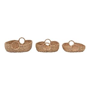 creative co-op water hyacinth handles, set of 3 sizes basket, natural, 3