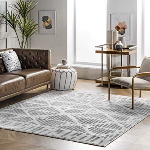 nuloom truly abstract diamonds area rug, 8′ x 10′, light grey