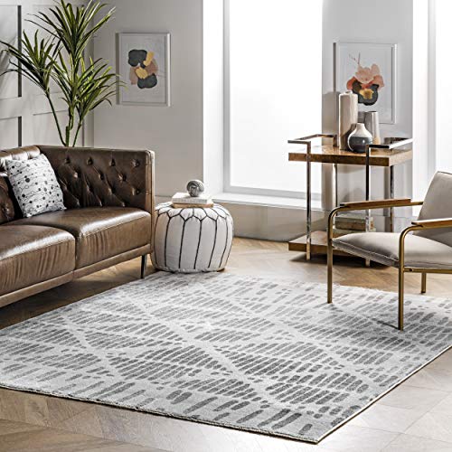 nuLOOM Truly Abstract Diamonds Area Rug, 8' x 10', Light Grey