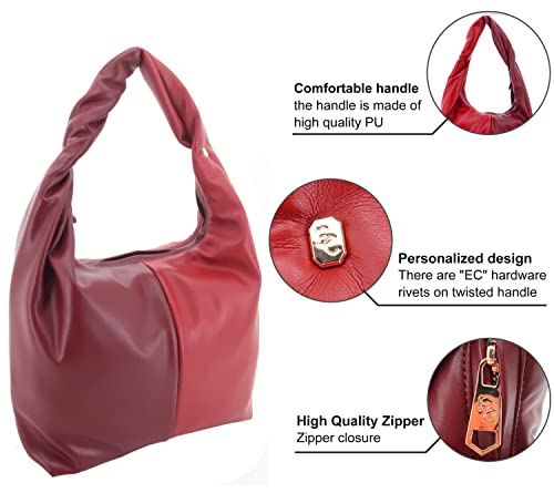 DE'EMILIA CONCEPT Hobo Bags for Women, Imitation Sheep Leather Purses and Handbags Large Shoulder Bags