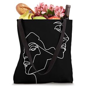 Faces Aesthetic Line Art Black Tote Bag