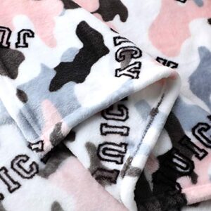 Juicy Couture – Throw Blanket | Camouflage | Plush and Cozy | Decorative Blankets for Sofas, Chairs and Beds| Luxurious and Soft | Chic Home Décor | Measures 50” x 70” | Pink/Grey/Black