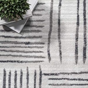 nuLOOM Soraya Striped Tiles Area Rug, 8' x 10', Light Grey