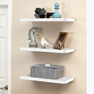 AIKTOTA White Floating Shelves, Wall Shelf Set of 3,Modern Wall Mounted Floating Shelf Unit with Invisible Brackets for Display,Books,Organizer and Decor