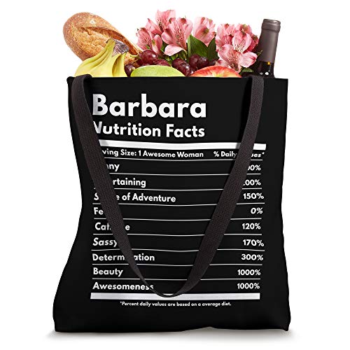 Barbara Nutrition Facts Gift Funny Personalized Name Barbara Tote Bag