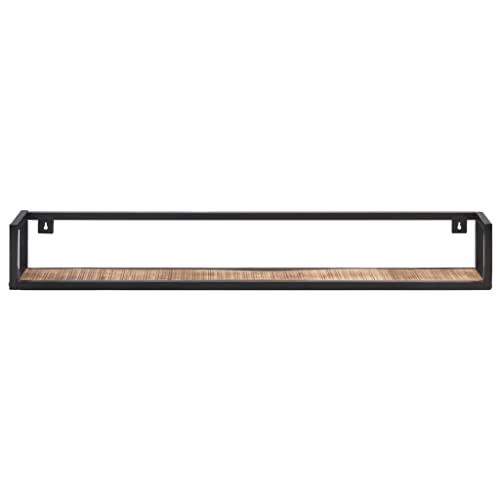 vidaXL 2X Rough Mango Wood Wall Shelves 47.2" Wall Mounted Floating Wooden Hanging Living Room Home Interior Furniture Shelving Rack