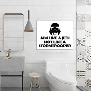 Aim Like A Jedi Not Like A Stormtrooper Bathroom Sign Decor - FRAMED - Home Decor Wall Art, Gallery Wrap Inner Frame, White, 7x9