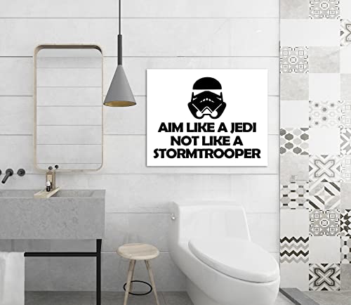 Aim Like A Jedi Not Like A Stormtrooper Bathroom Sign Decor - FRAMED - Home Decor Wall Art, Gallery Wrap Inner Frame, White, 7x9